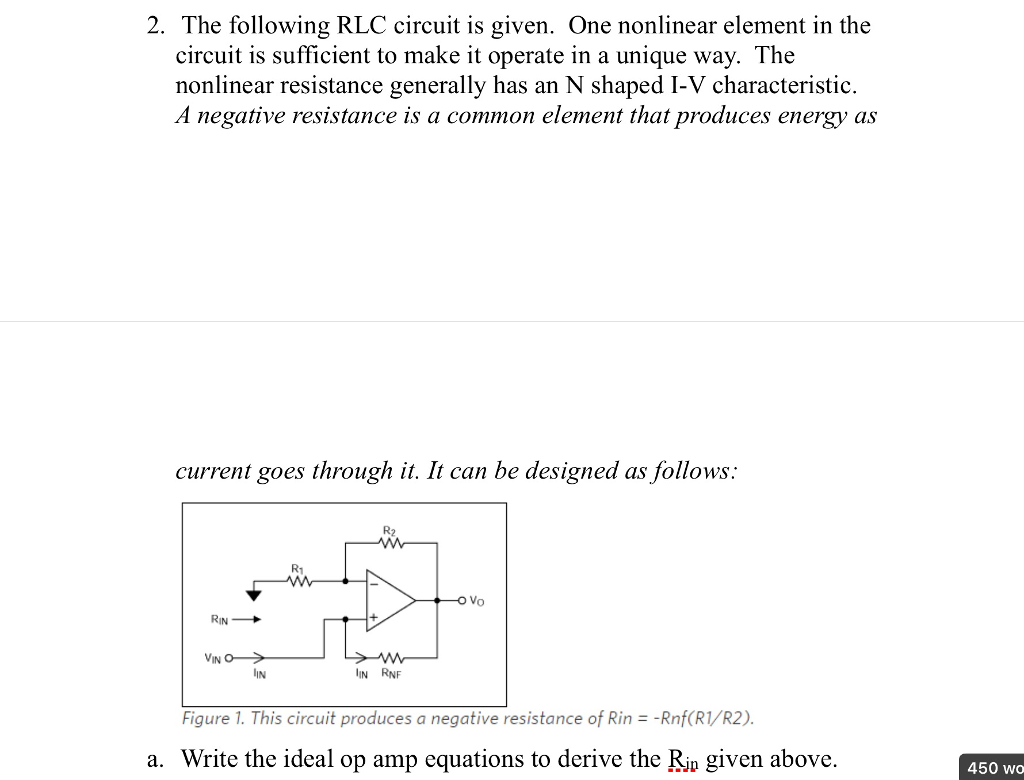Solved The following RLC circuit is given. One nonlinear | Chegg.com
