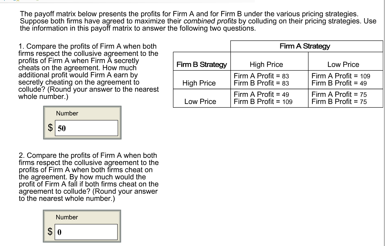 Solved The payoff matrix below presents the profits of Firm | Chegg.com