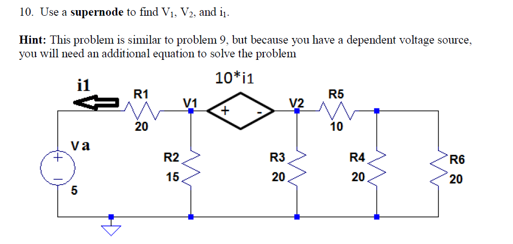 Solved Use a supernode to find V1, V2, and i1. This problem | Chegg.com