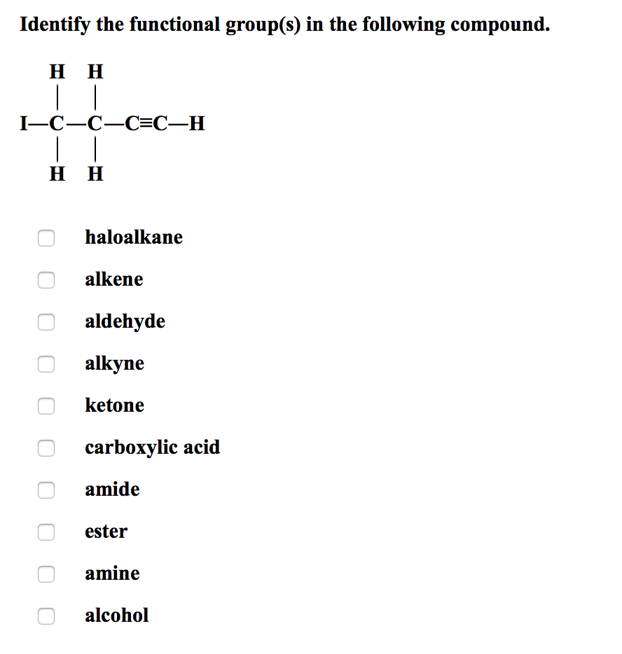 Solved Identify the functional group(s) in the following | Chegg.com