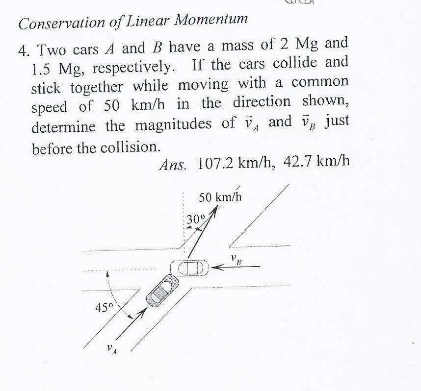 Solved Conservation of Linear Momentum4. Two cars A and B | Chegg.com