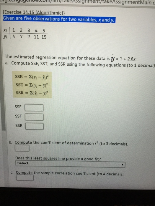Solved Given are five observations for two variables, x and | Chegg.com