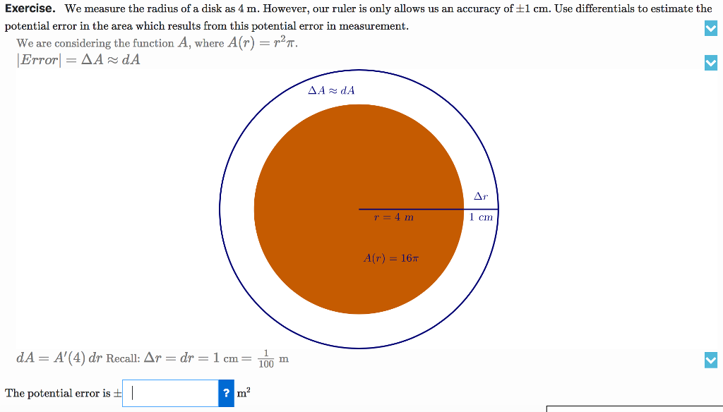 Solved Exercise. we measure the radius of a disk as 4 m. | Chegg.com