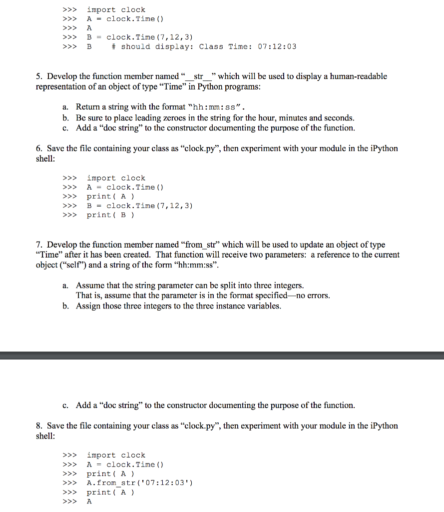 Solved Part B: Class Time You will develop a new data type | Chegg.com