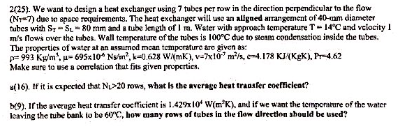 we want to design a heat exchanger using 7 tubes per | Chegg.com