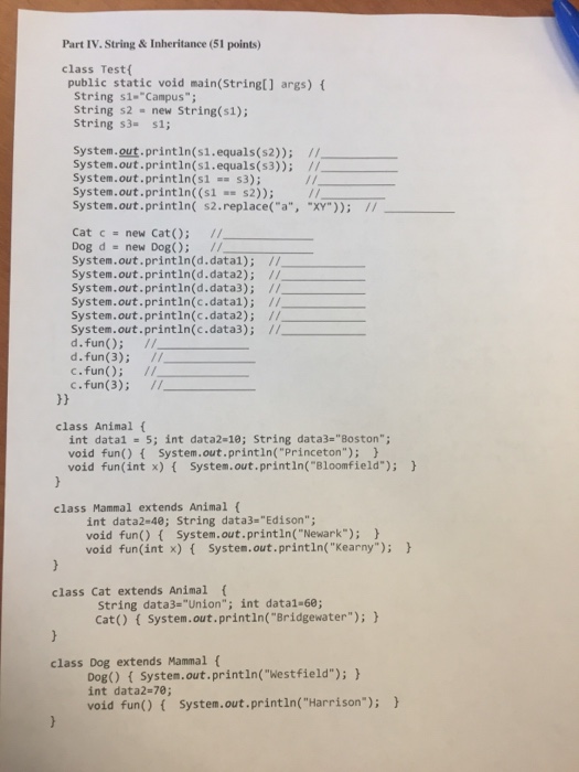 Solved String & Inheritance class Test{public static void | Chegg.com