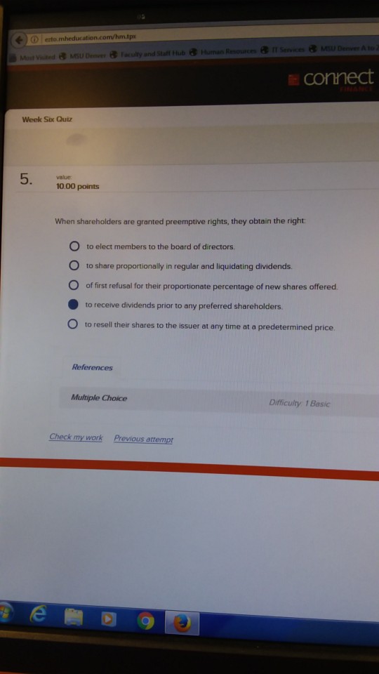 Solved 4)のerto. mheducat connect Week Si Quiz 5. 1000 points | Chegg.com