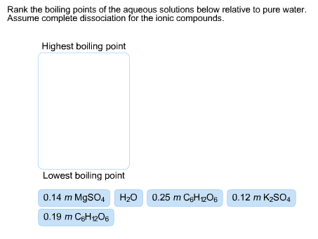 Solved Rank the boiling points of the aqueous solutions | Chegg.com