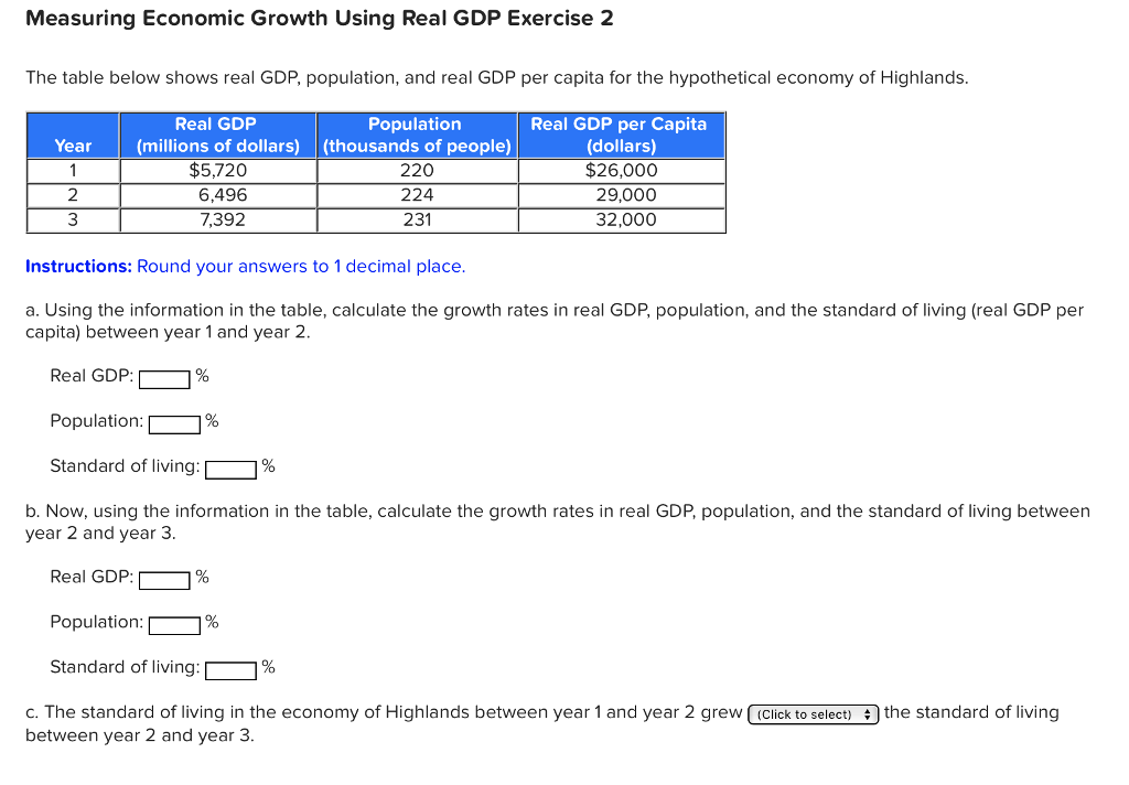 Solved Measuring Economic Growth Using Real GDP Exercise 2 | Chegg.com