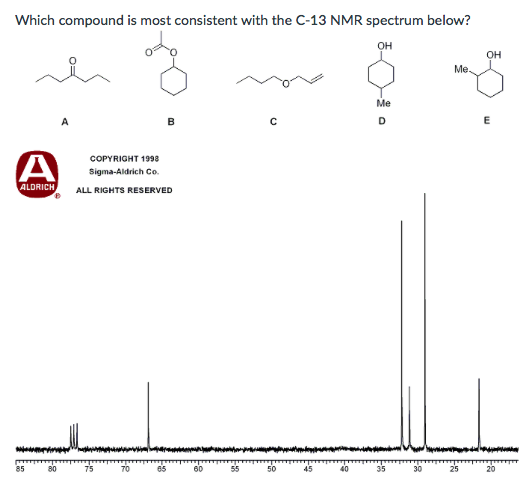 Solved Which compound is most consistent with the C-13 NMR | Chegg.com