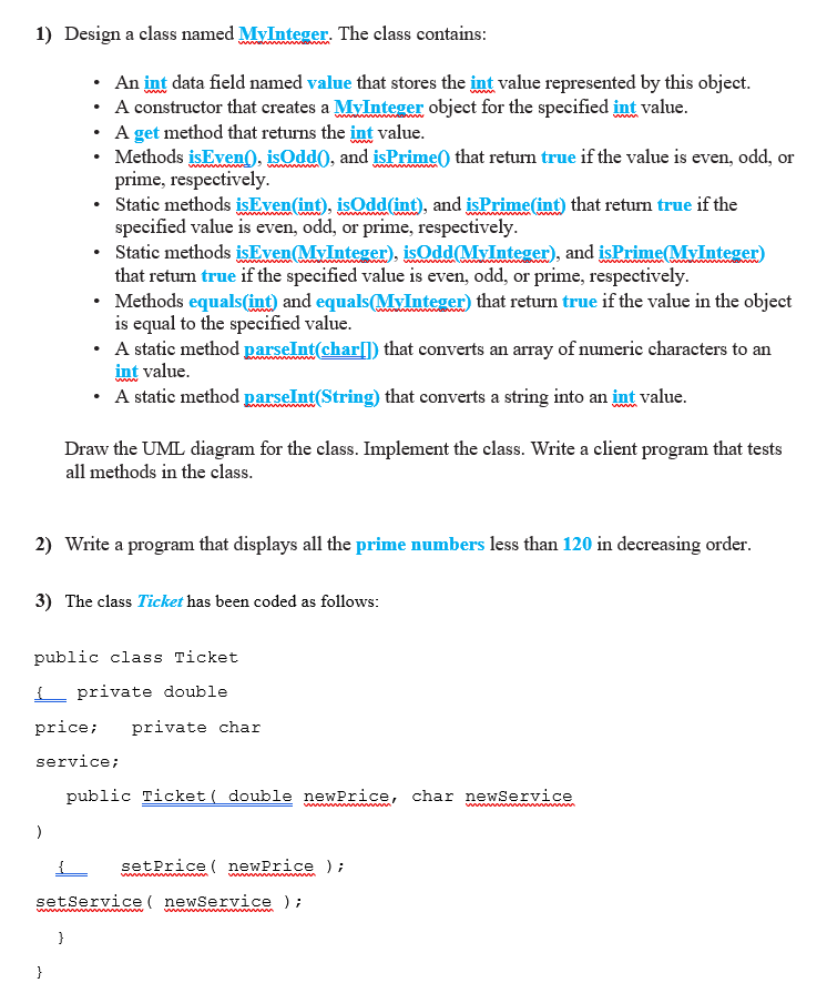 Solved 1 Design A Class Named Myinteger The Class Contains