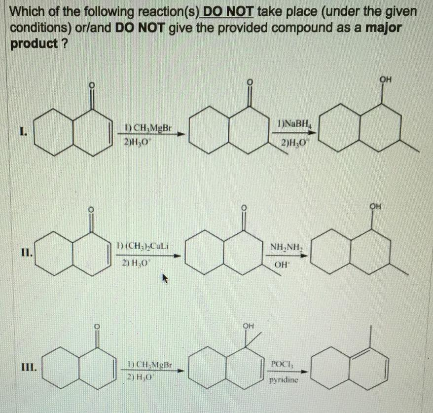 Solved Which of the following reaction(s) DO NOT take place | Chegg.com