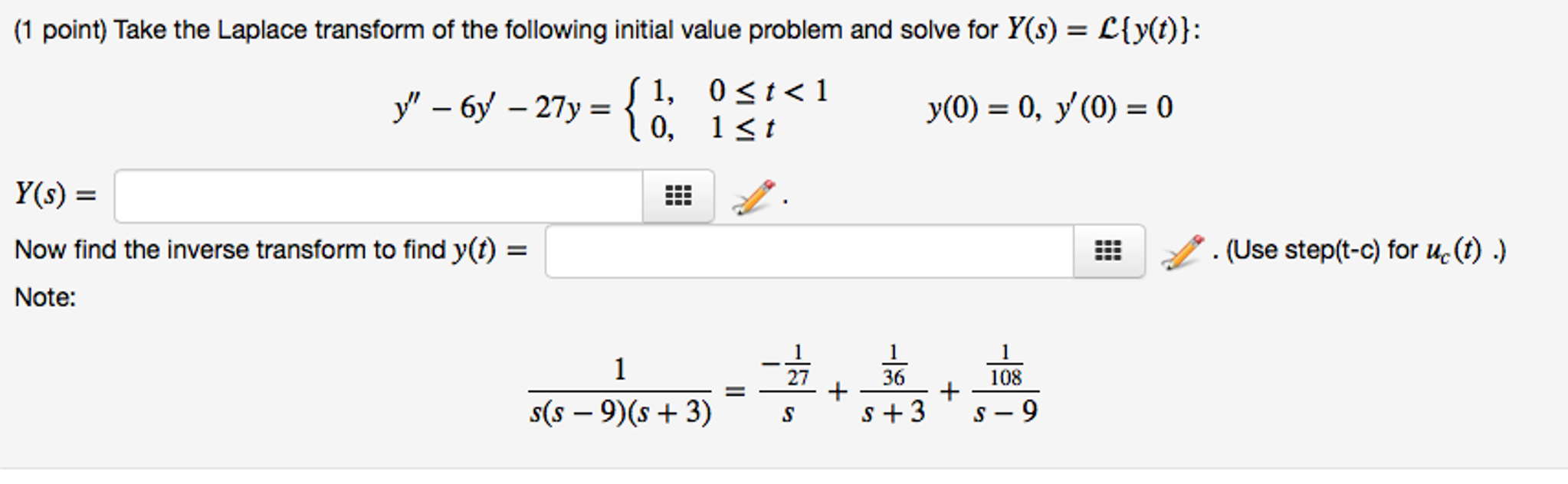 Solved Take the Laplace transform of the following initial | Chegg.com