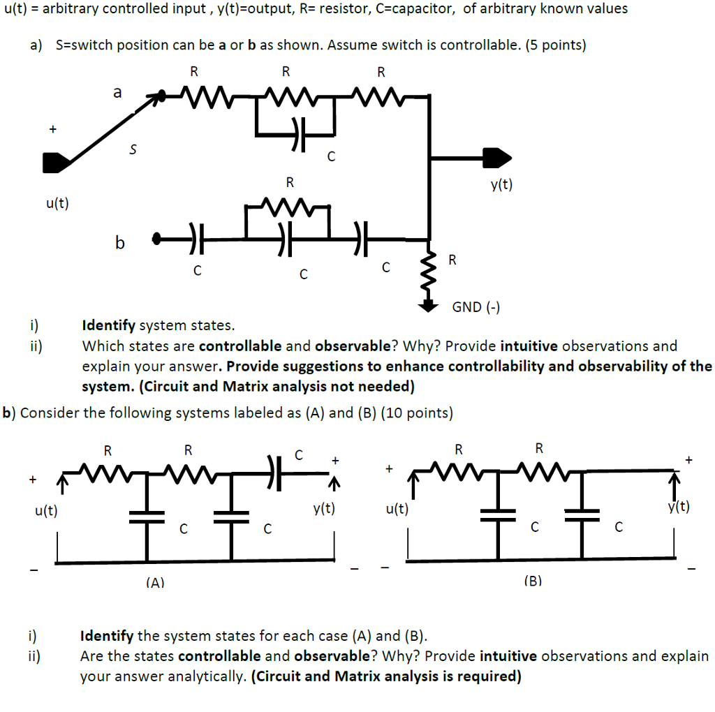u(t)-arbitrary controlled input, y(t)-output, R- | Chegg.com