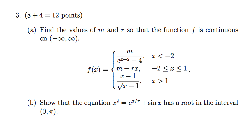 Solved Find the values of m and r so that the function f is | Chegg.com