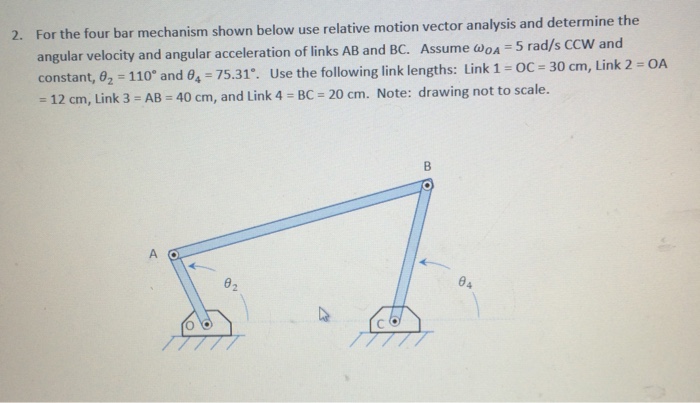 For the four bar mechanism shown below use relative | Chegg.com For the four bar mechanism shown below use relative | Chegg.com