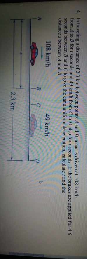 Solved 4. In traveling a distance of 2.3 km between points A | Chegg.com