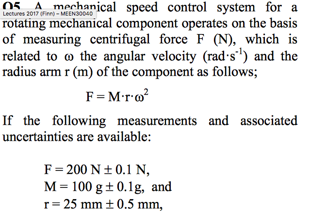 A mechanical speed control system for a rotating | Chegg.com
