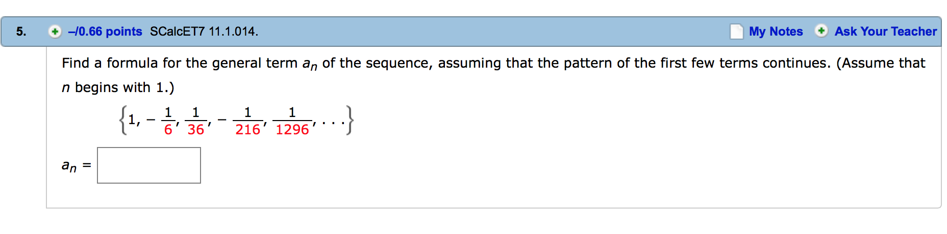 Solved Find a formula for thr general term an of the | Chegg.com