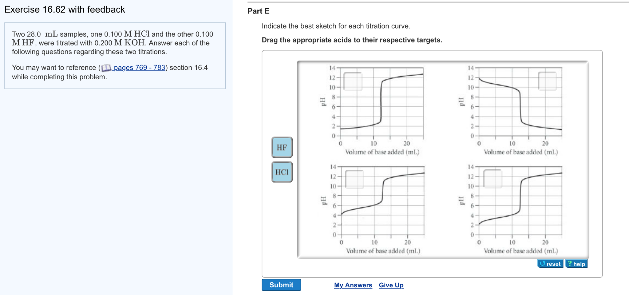 Two 28.0 mL samples, one 0.100 M HCl and the other | Chegg.com