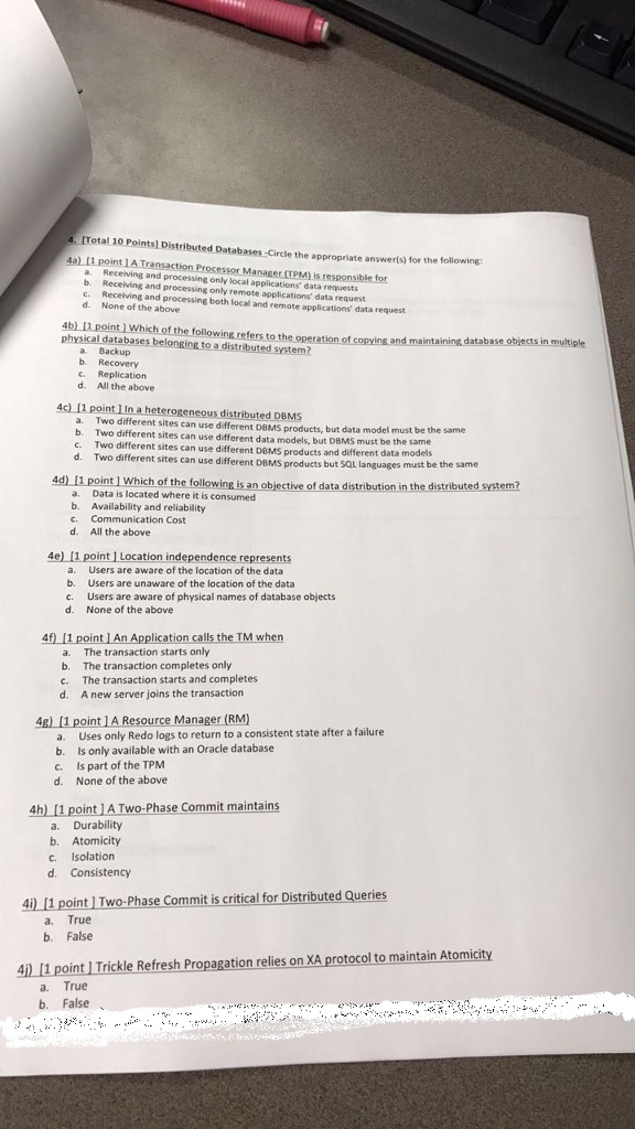 Solved A) A transaction processor manager (TPM) is | Chegg.com