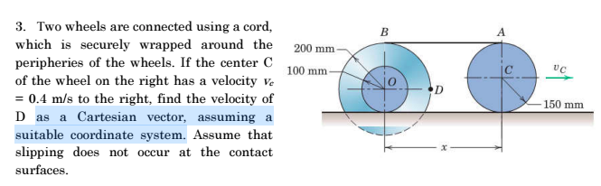 Solved Two wheels are connected using a cord, which is | Chegg.com