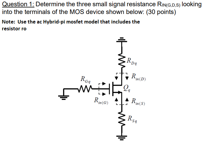 Solved Question 1 Determine the three small signal | Chegg.com