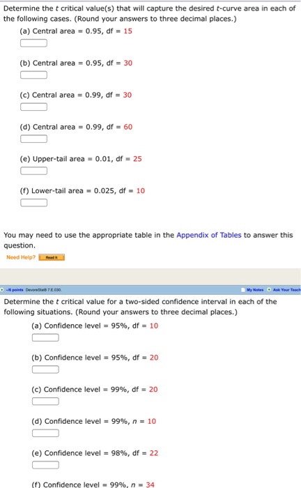 Solved Determine the t critical value(s) that will capture | Chegg.com