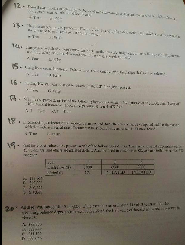 Solved From the standpoint of selecting the better of two | Chegg.com