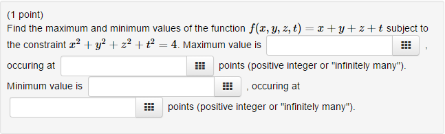 Solved Find the maximum and minimum values of the function | Chegg.com