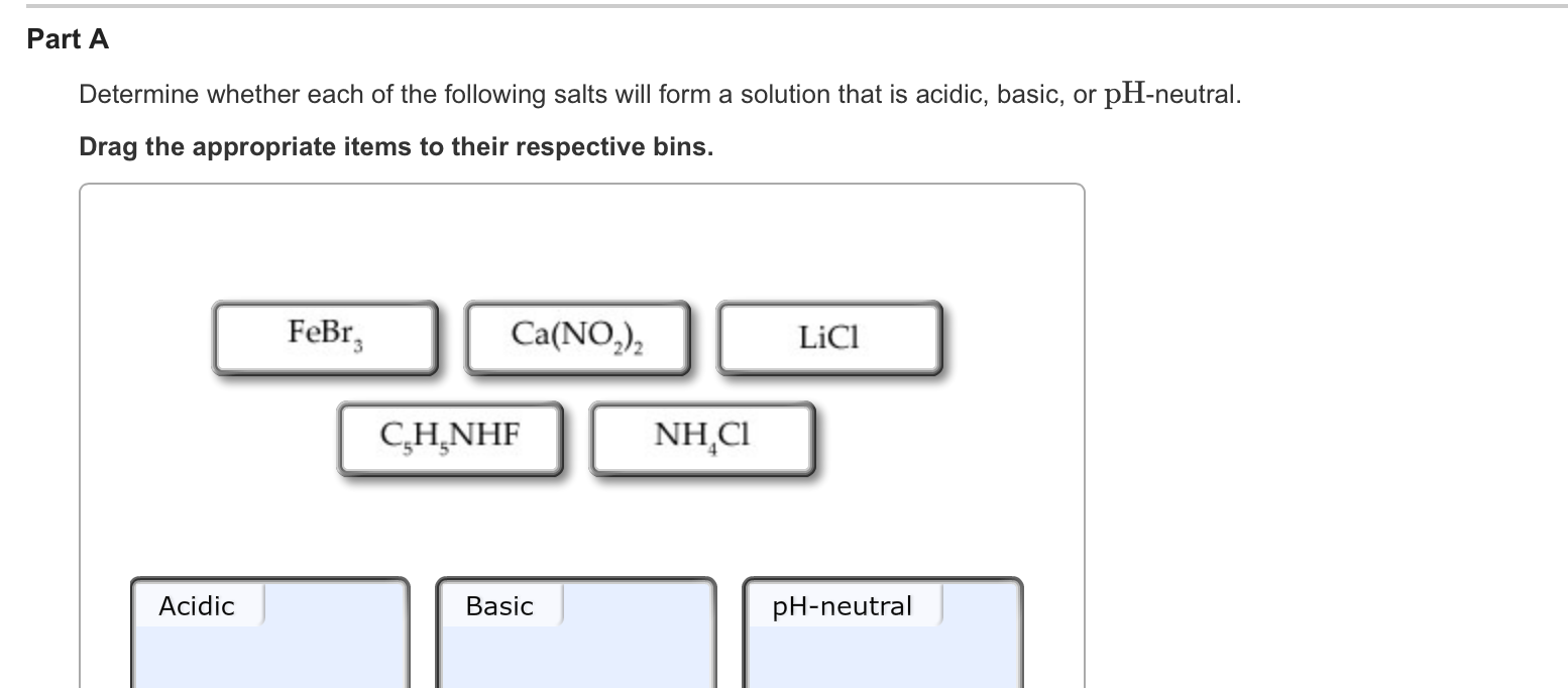 Solved Determine whether each of the following salts will | Chegg.com