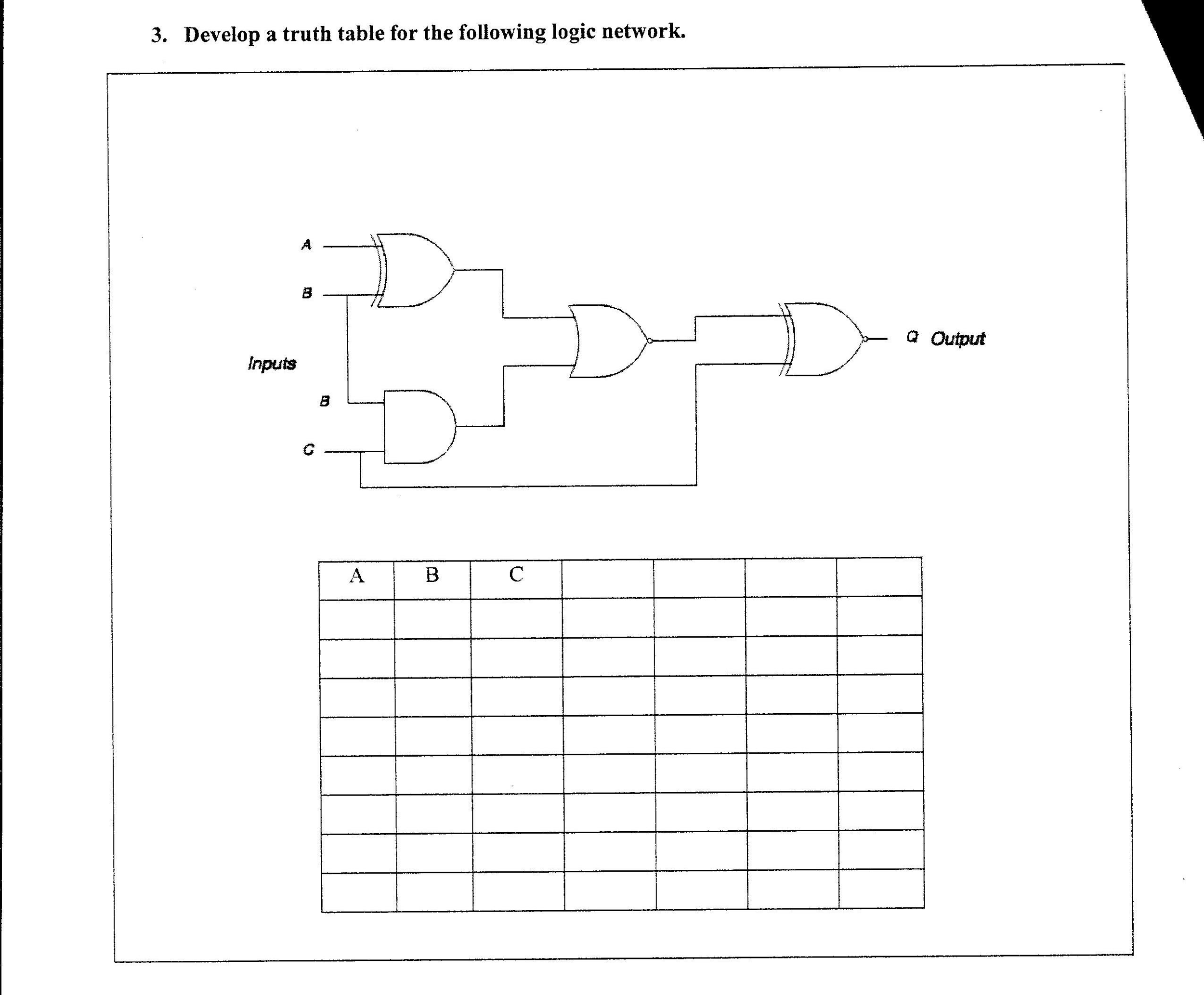 Solved Develop a truth table for the following logic | Chegg.com