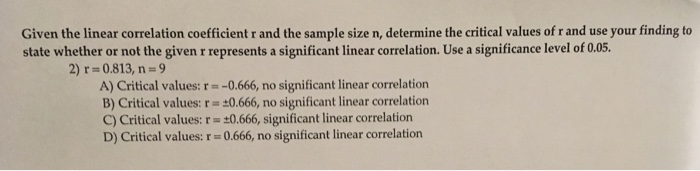 Solved Given the linear correlation coefficient r and the | Chegg.com