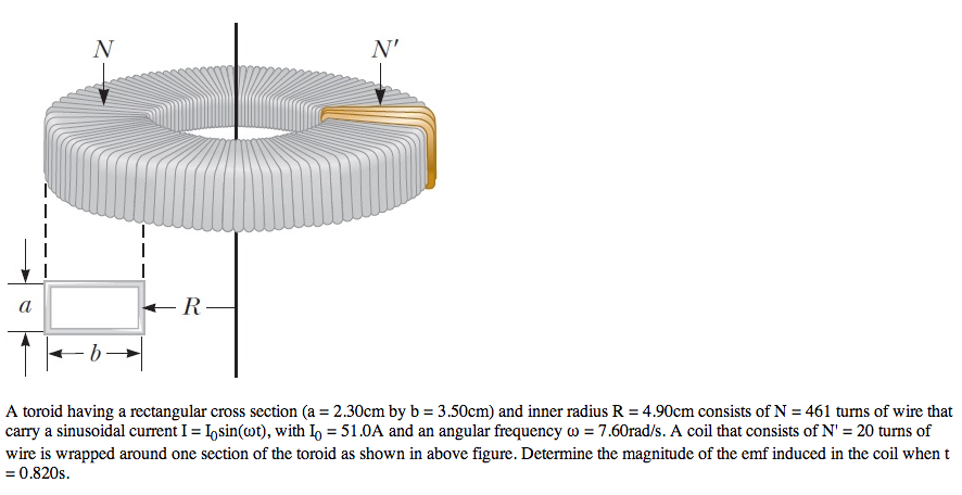 Solved A toroid having a rectangular cross section (a = | Chegg.com