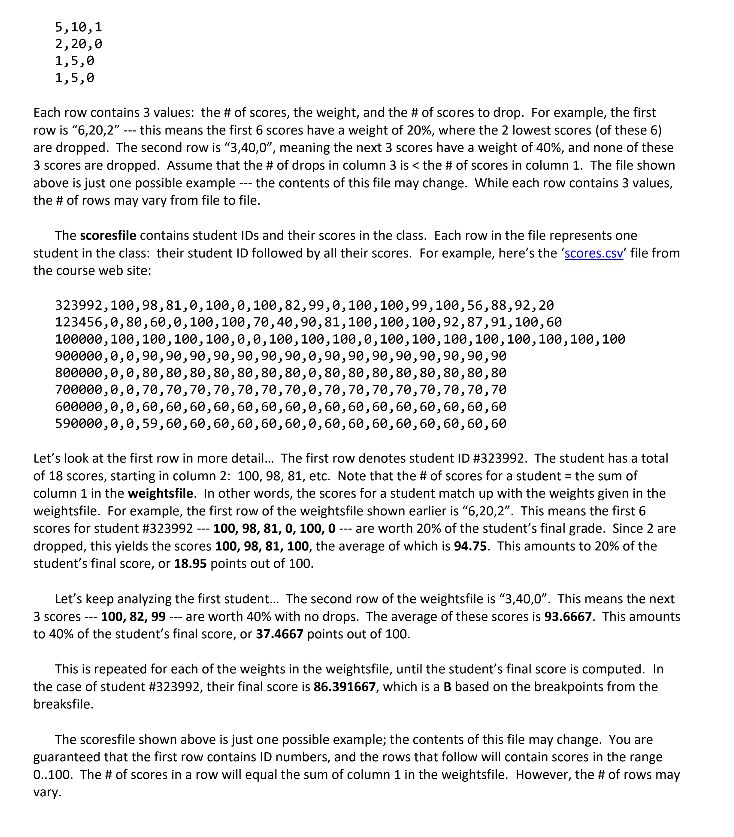 Assignment Computing your final grade in the class | Chegg.com