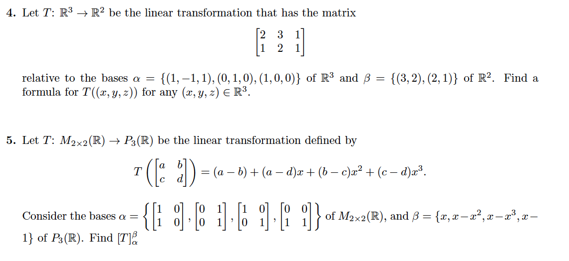 Solved Let T: R^3 rightarrow R^2 be the linear | Chegg.com
