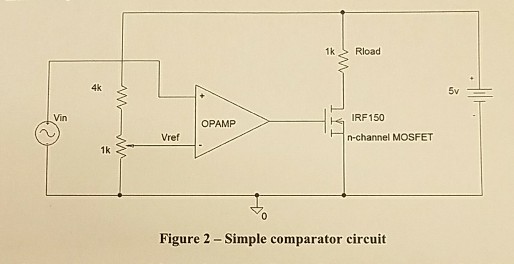 1k Rload 4k Svー IRF150 1 n-channel MOSFET Vin OPAMP | Chegg.com