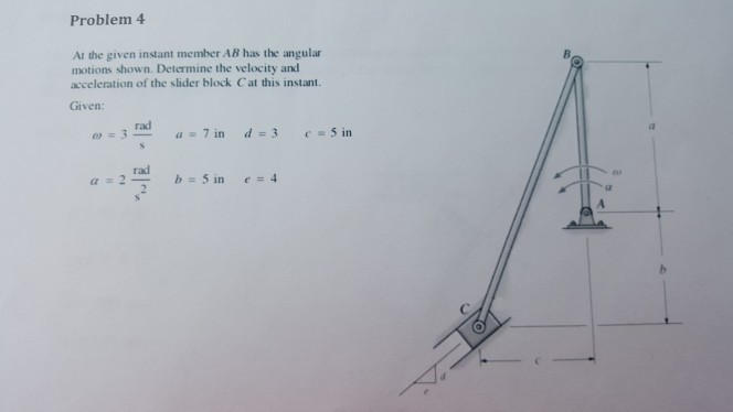 Solved Problem 4 At the given instant member AB has the | Chegg.com