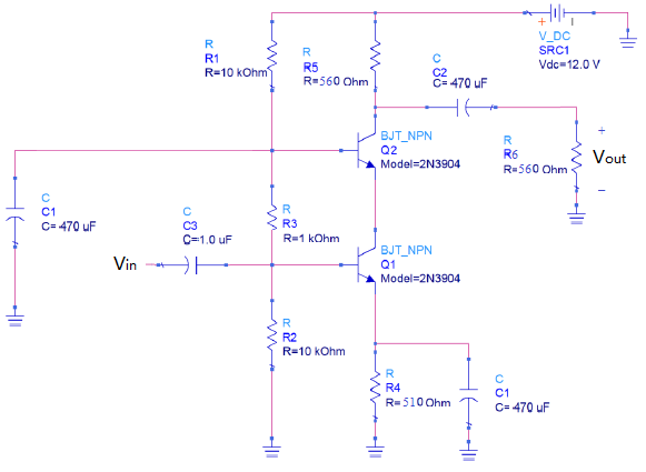 Solved A single BJT common-base amplifier circuit with two | Chegg.com