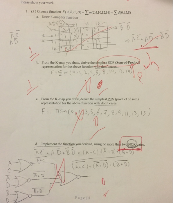 Solved Given a function F (A, B, C, D) = sigma m | Chegg.com