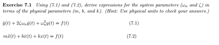 Solved Derive expressions for the system parameters in terms | Chegg.com
