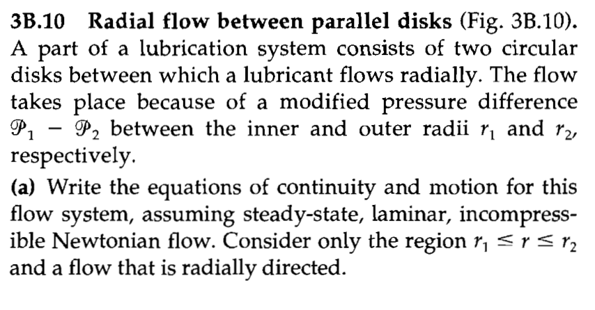 Solved 3B.10 Radial flow between parallel disks (Fig. | Chegg.com