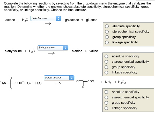 Complete the following reactions by selecting from | Chegg.com