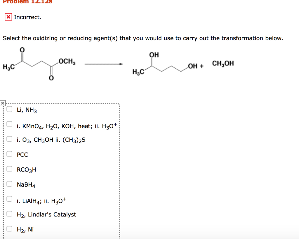 Solved Select the oxidizing or reducing agent (s) that you | Chegg.com