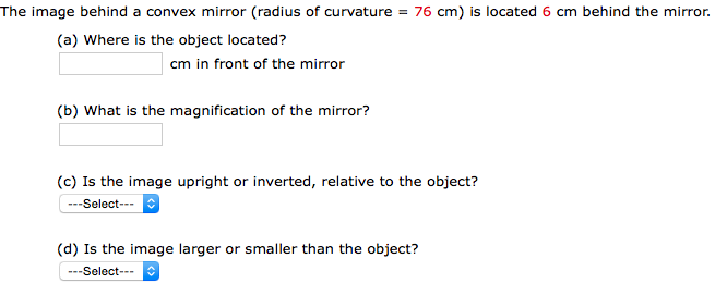 Solved The image behind a convex mirror (radius of curvature | Chegg.com