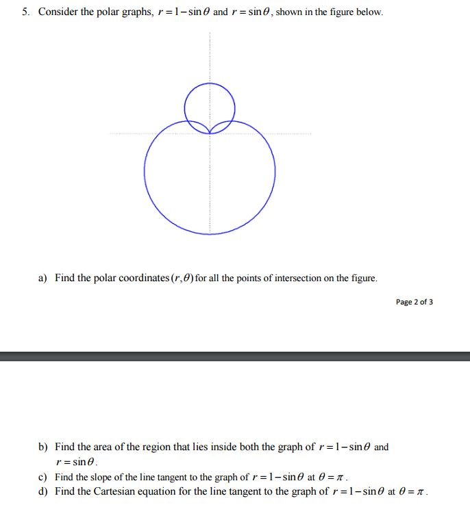 Solved Consider the polar graphs, r = 1 - sin theta and r = | Chegg.com