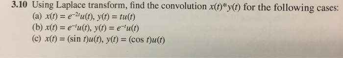 Solved Using Laplace transform, find the convolution | Chegg.com