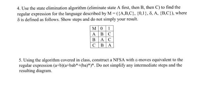 Solved Use the state elimination algorithm (eliminate state | Chegg.com