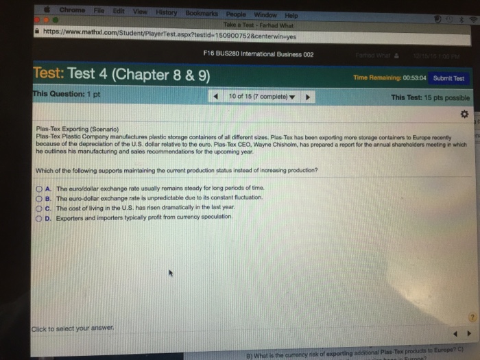 Solved Chrome File Edit View History Bookmarks People Window | Chegg.com