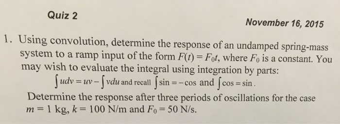 Solved Using convolution, determine the response of an | Chegg.com